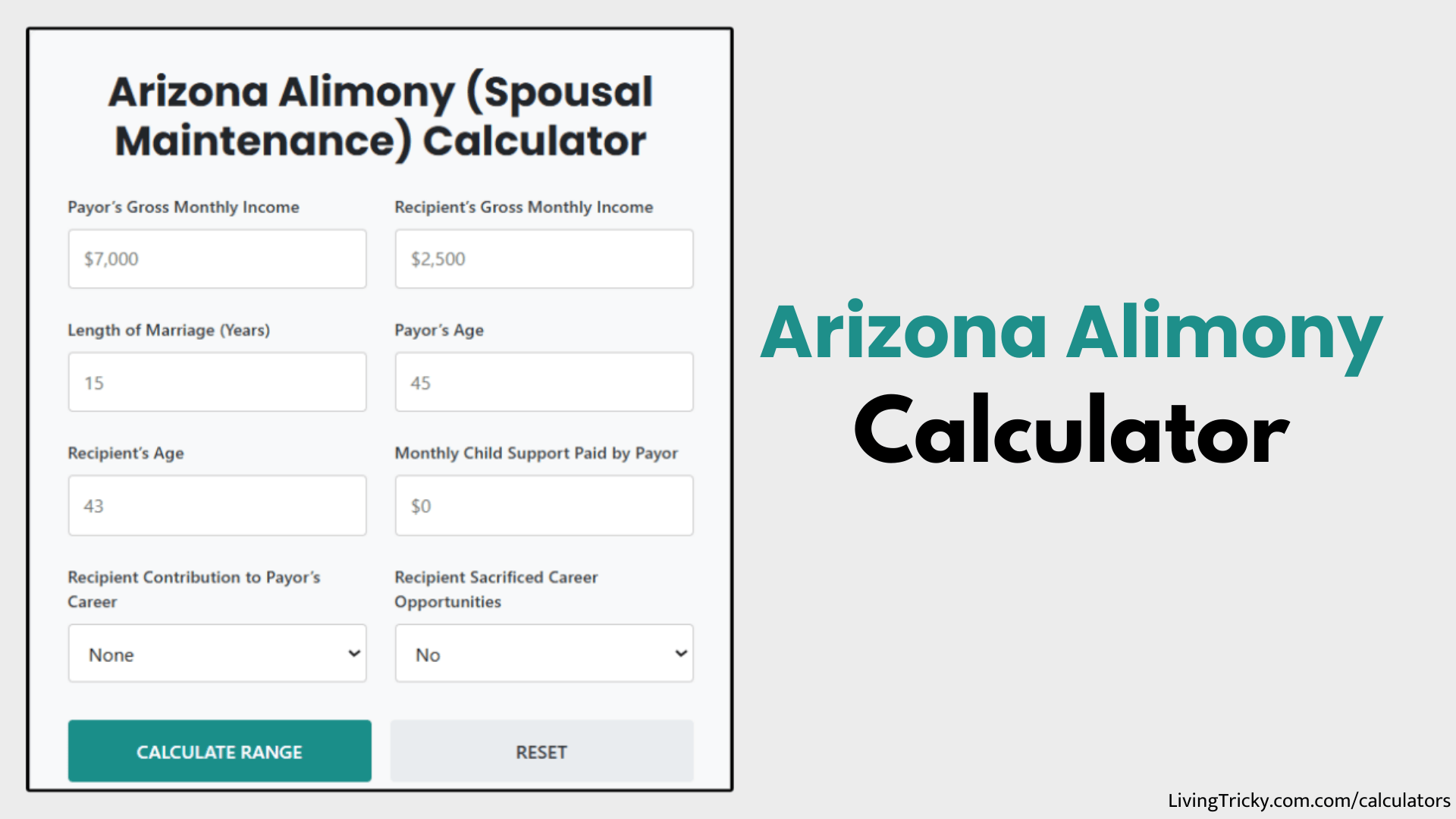 Arizona Maintenance (Alimony) Calculator – LivingTricky