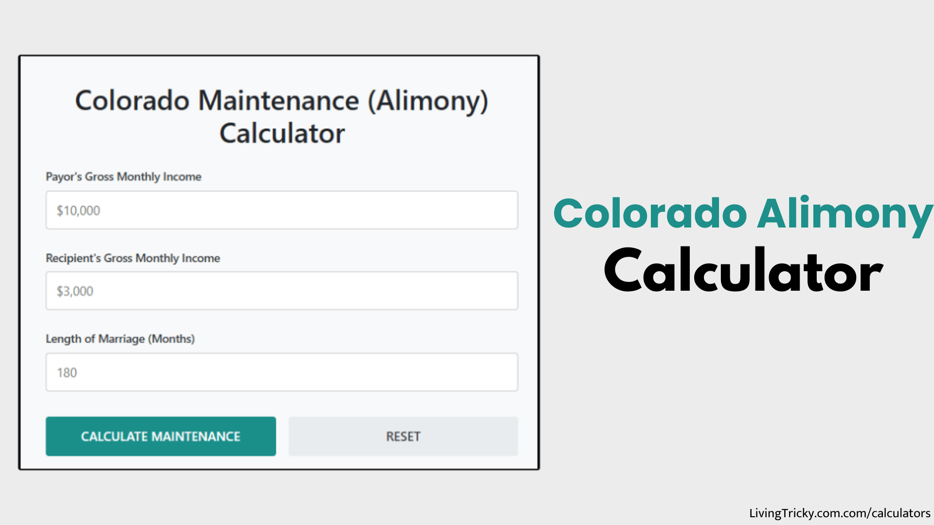 Colorado Maintenance (Alimony) Calculator – LivingTricky
