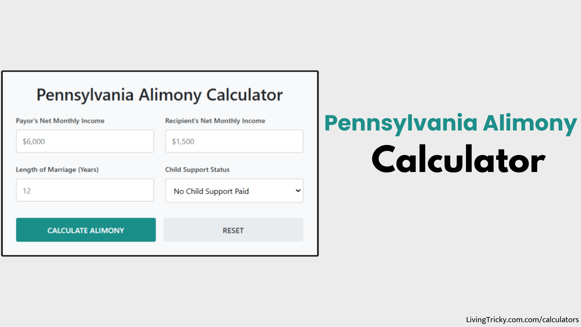 Pennsylvania Maintenance (Alimony) Calculator – LivingTricky