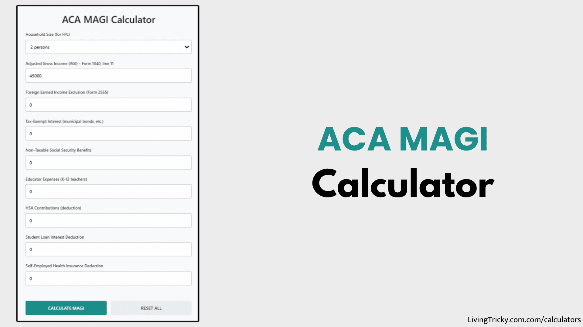 ACA MAGI Calculator – LivingTricky