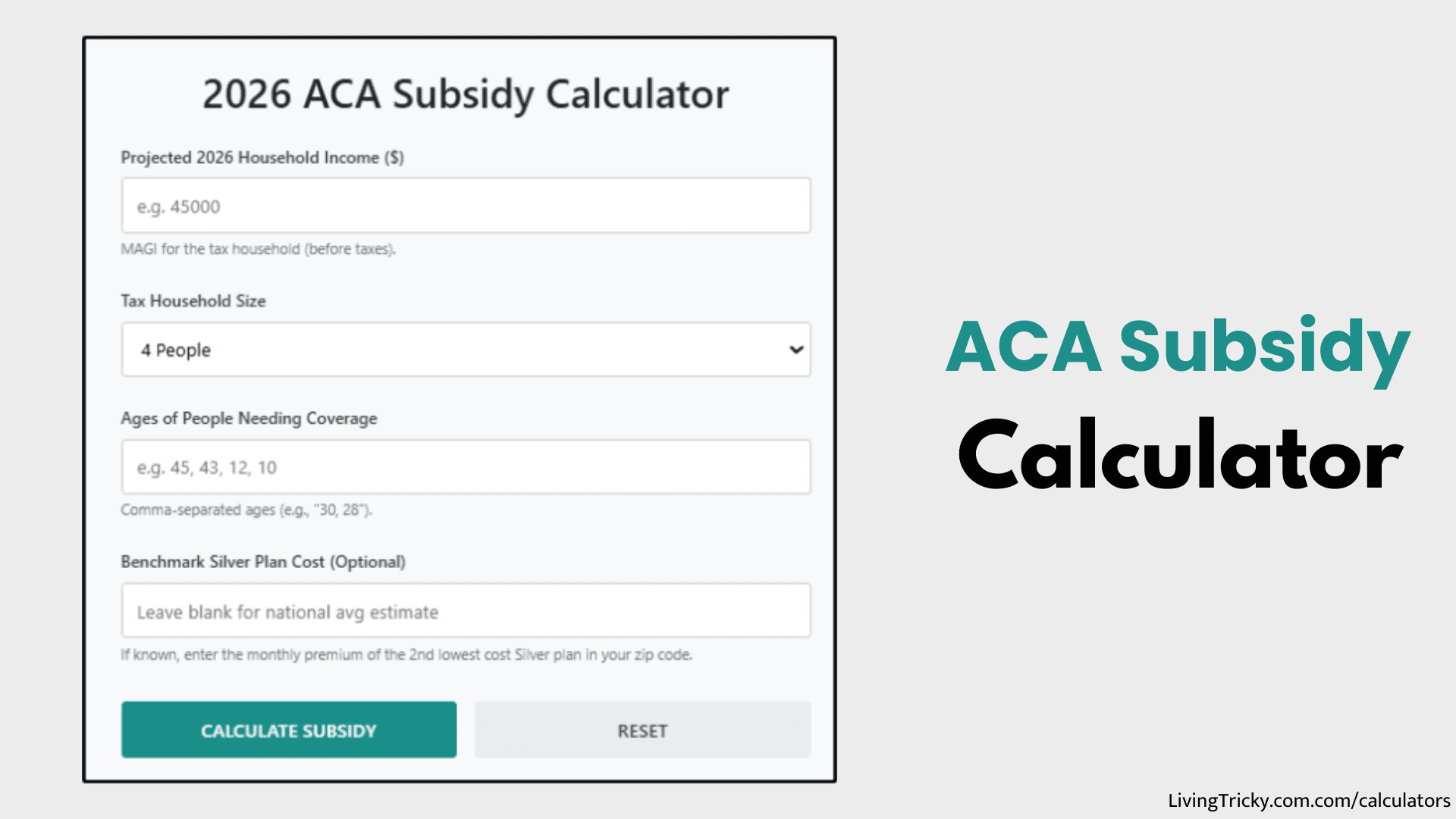 ACA Subsidy Calculator – LivingTricky