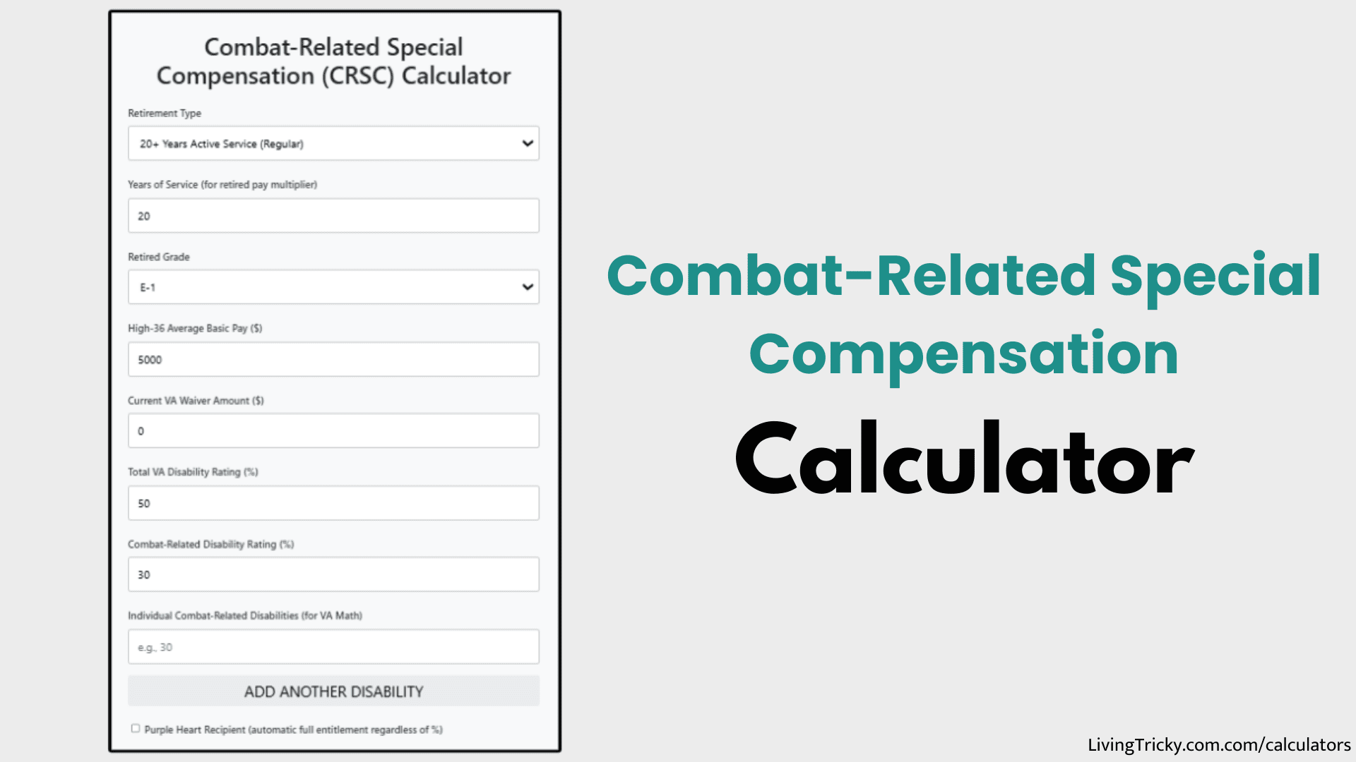 Combat-Related Special Compensation Calculator – LivingTricky