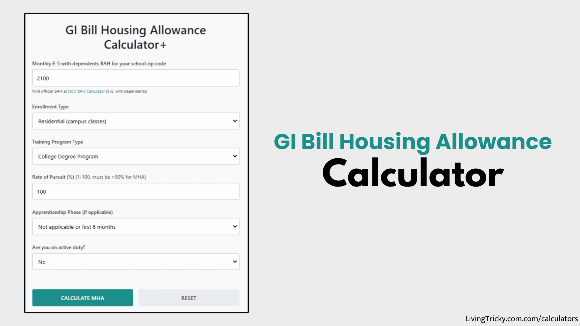 GI Bill Housing Allowance Calculator – LivingTricky