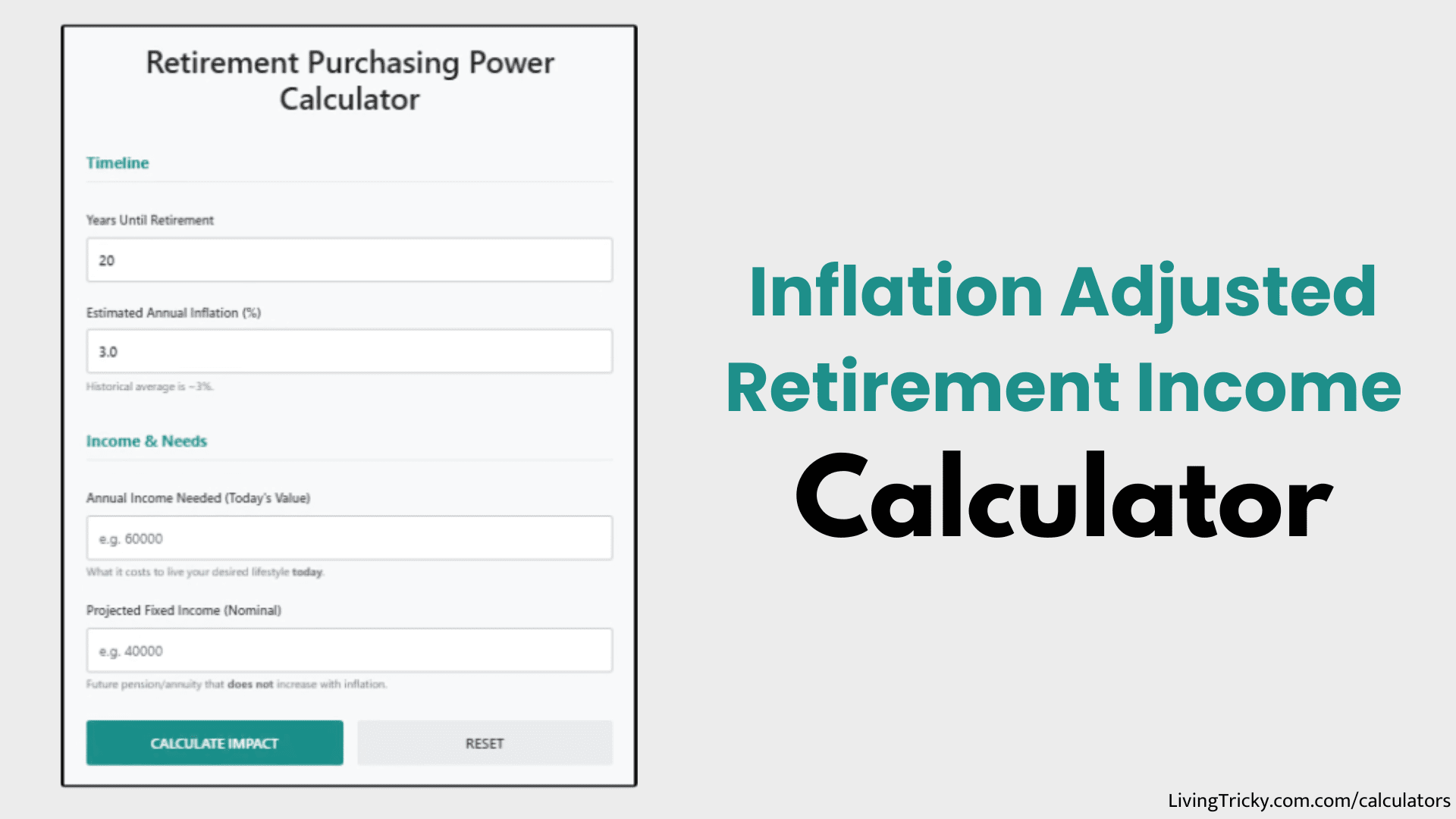 Inflation Adjusted Retirement Income Calculator – LivingTricky