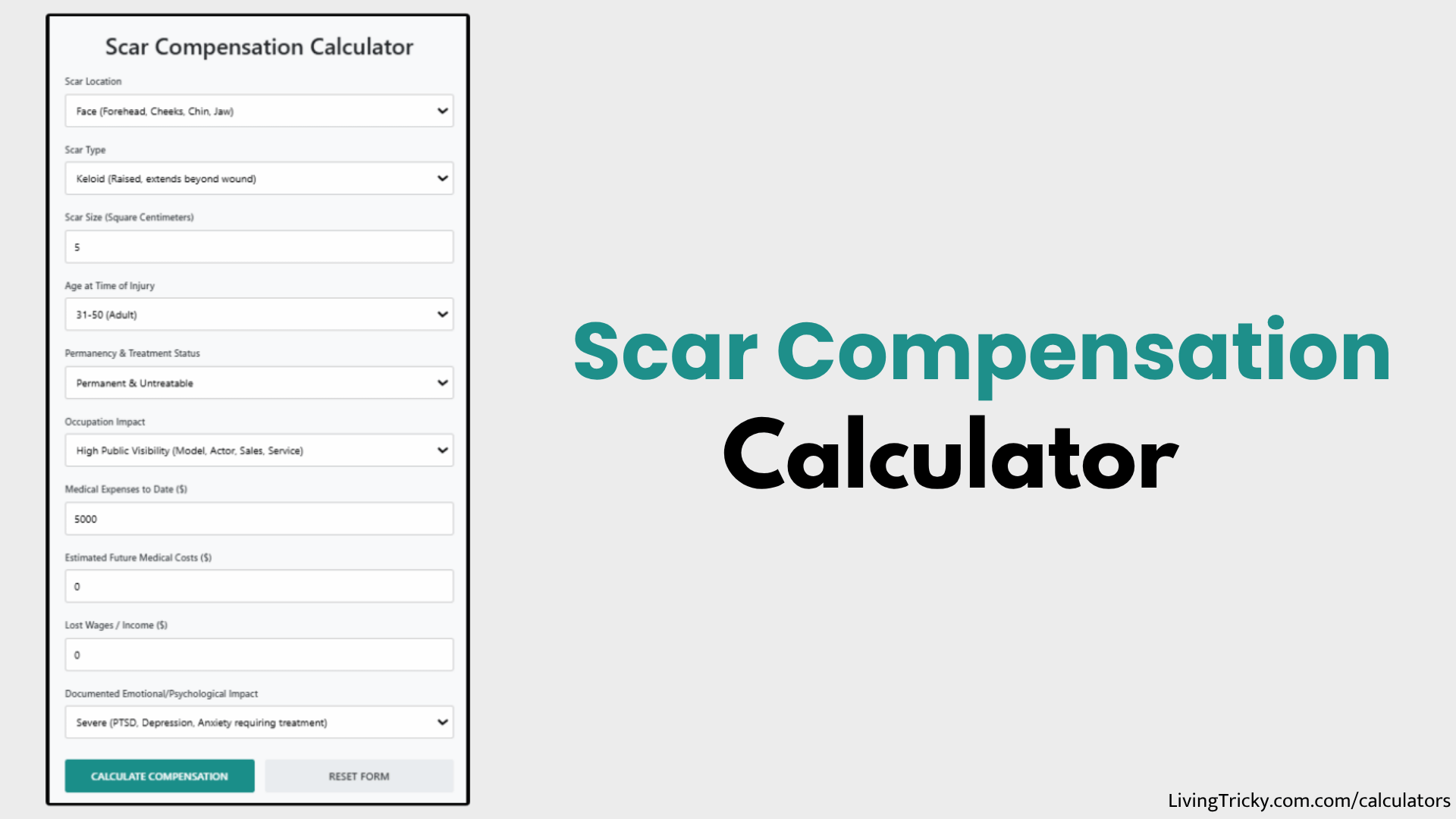 Scar Compensation Calculator – LivingTricky