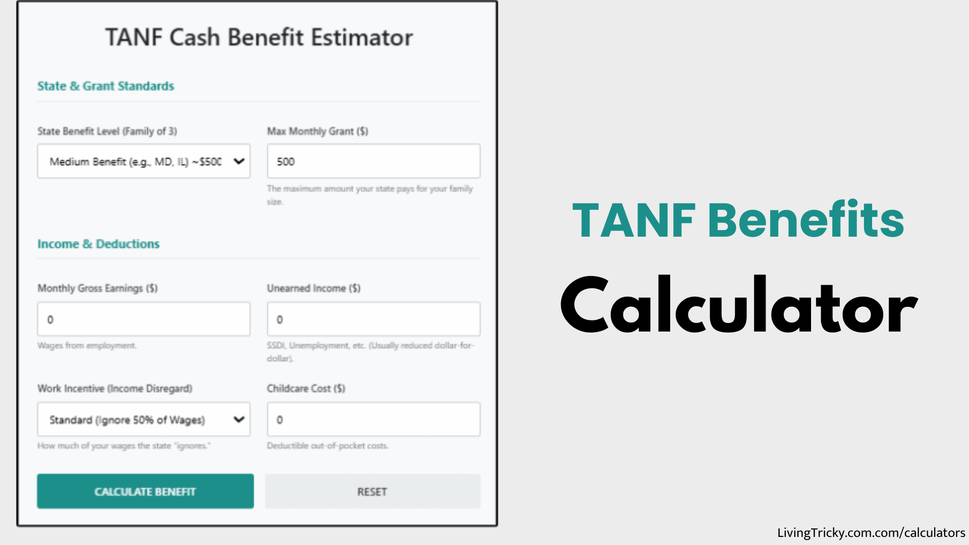 TANF Benefits Calculator – LivingTricky