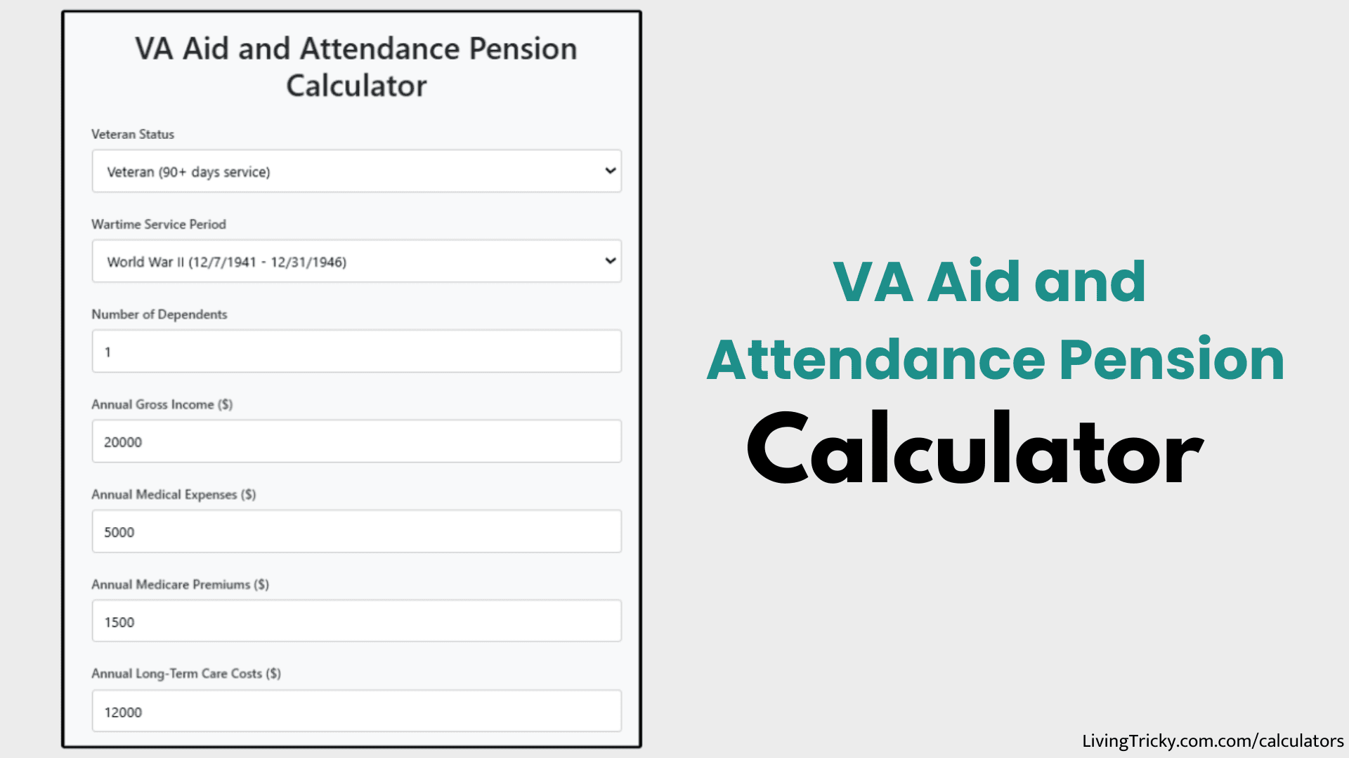 VA Aid and Attendance Pension Calculator – LivingTricky