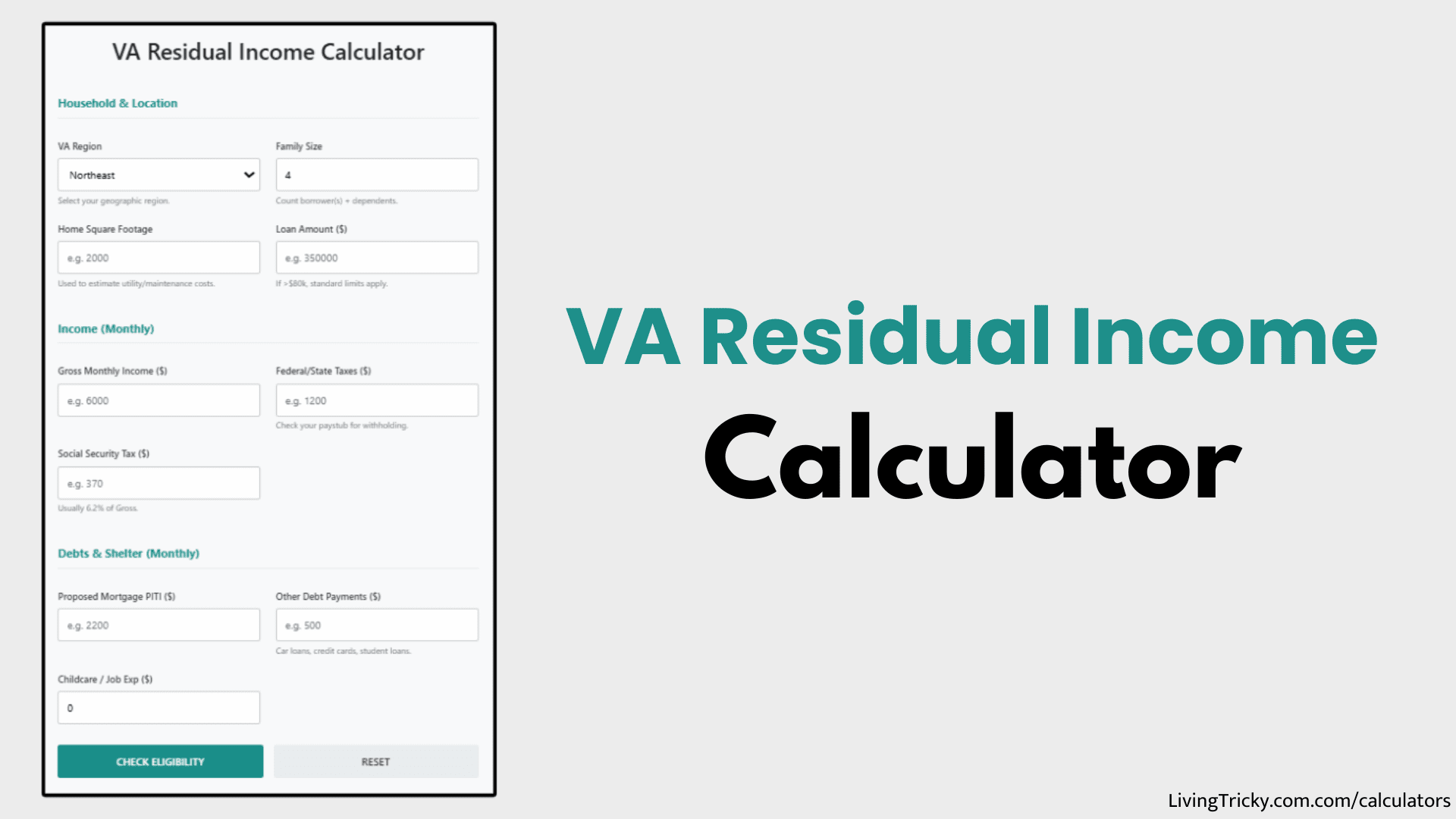 VA Residual Income Calculator – LivingTricky